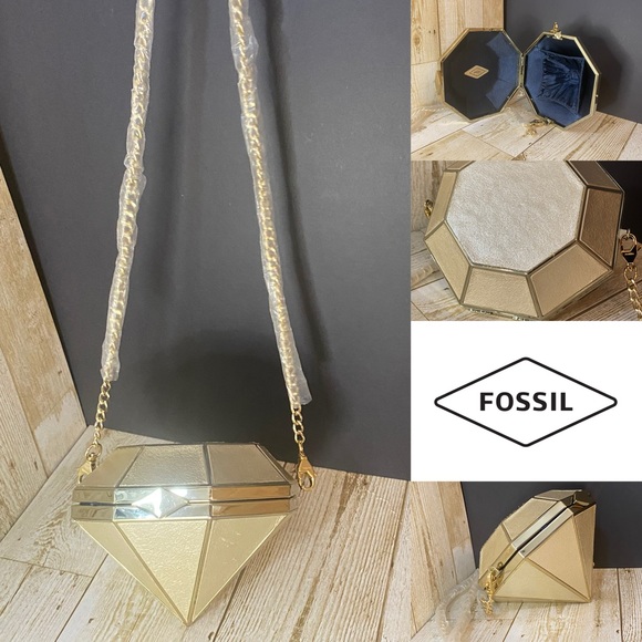 Fossil | Bags | Fossil Evening Bag Unique Hardshell Dismond Shape ...